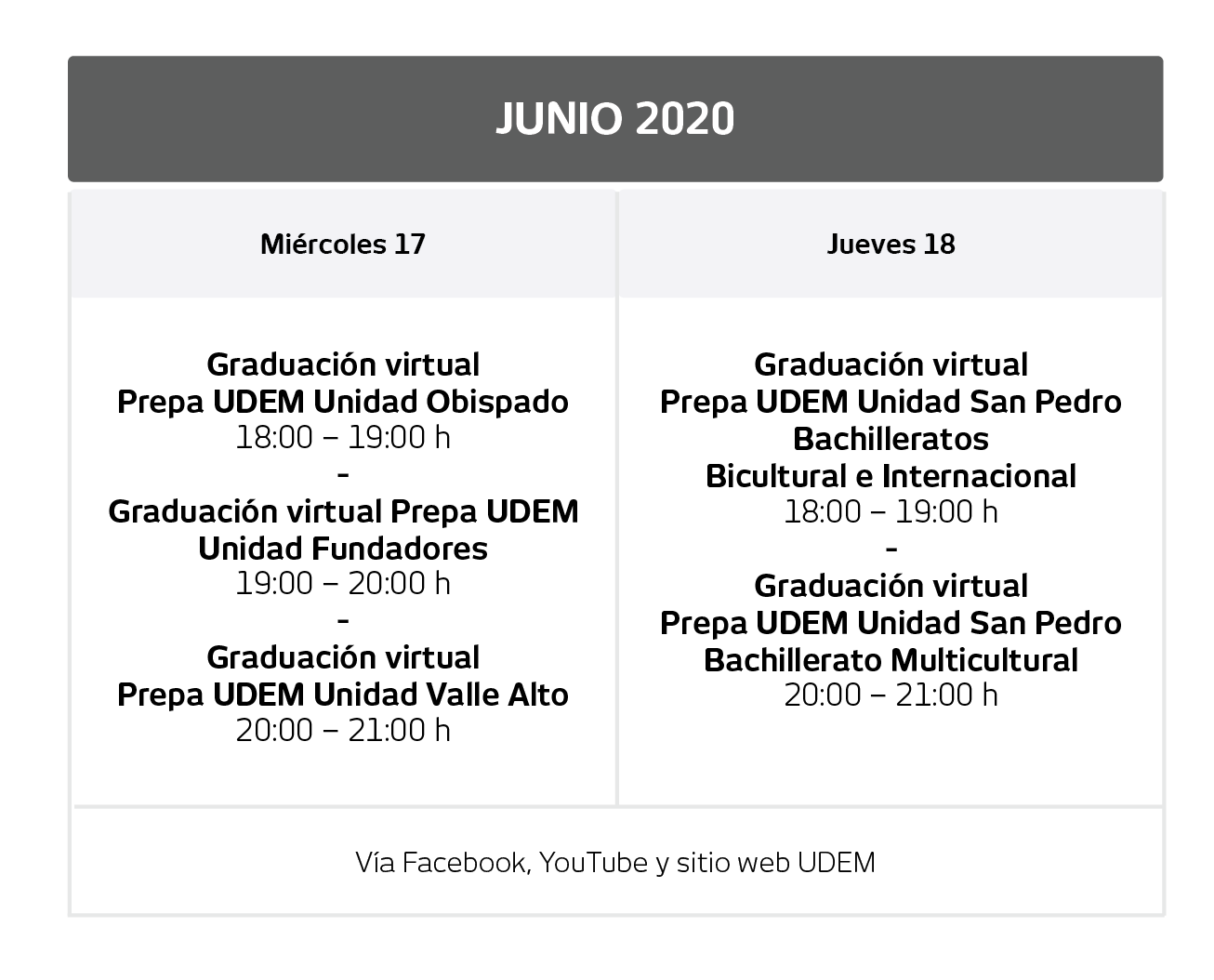 Comunicado Graduaciones virtuales de Prepa UDEM | UDEM
